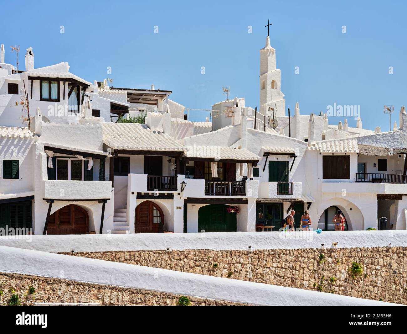 Binibeca Vell white village architecture in Menorca island, Spain Stock ...