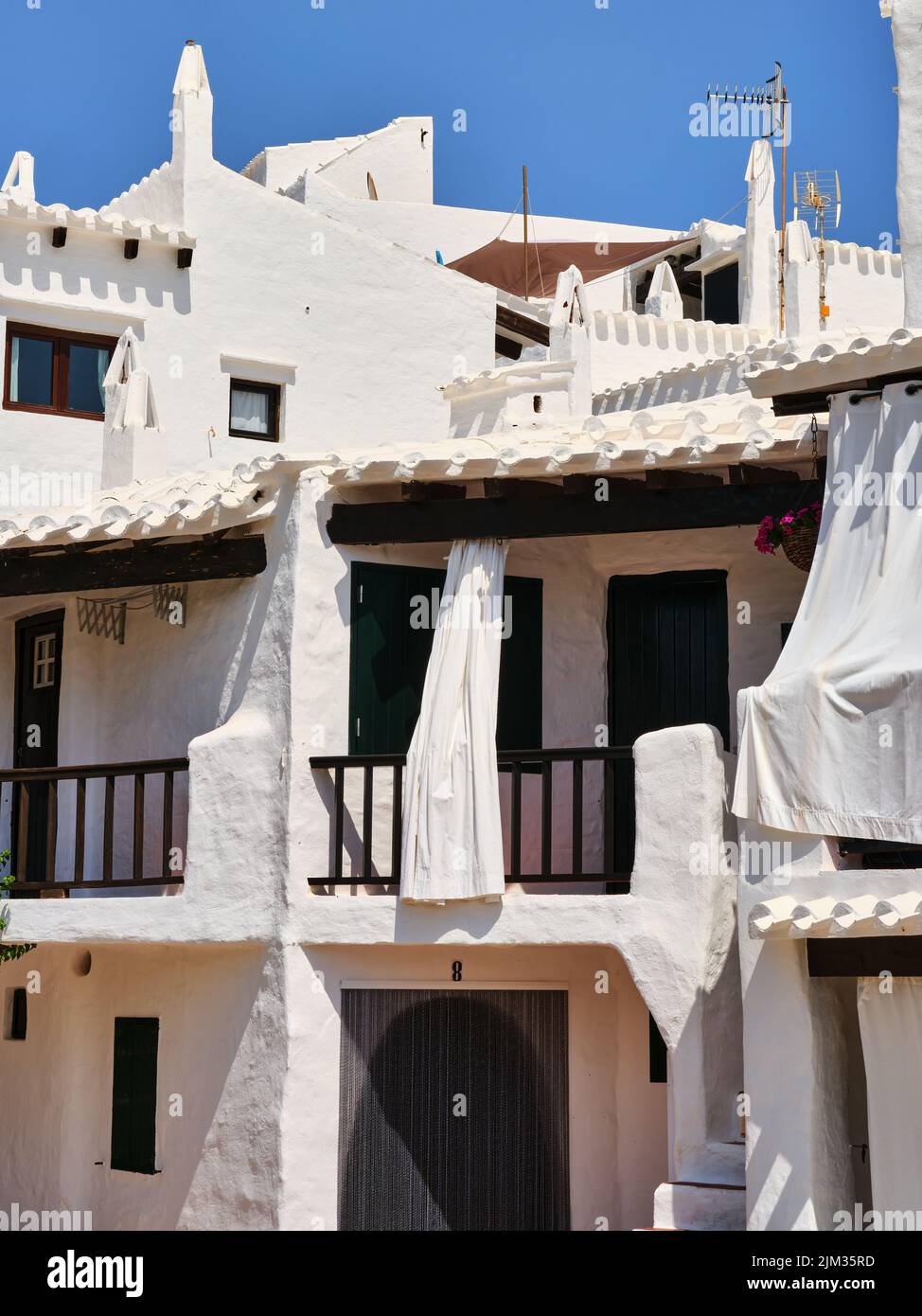 Binibeca Vell white village architecture in Menorca island, Spain Stock ...
