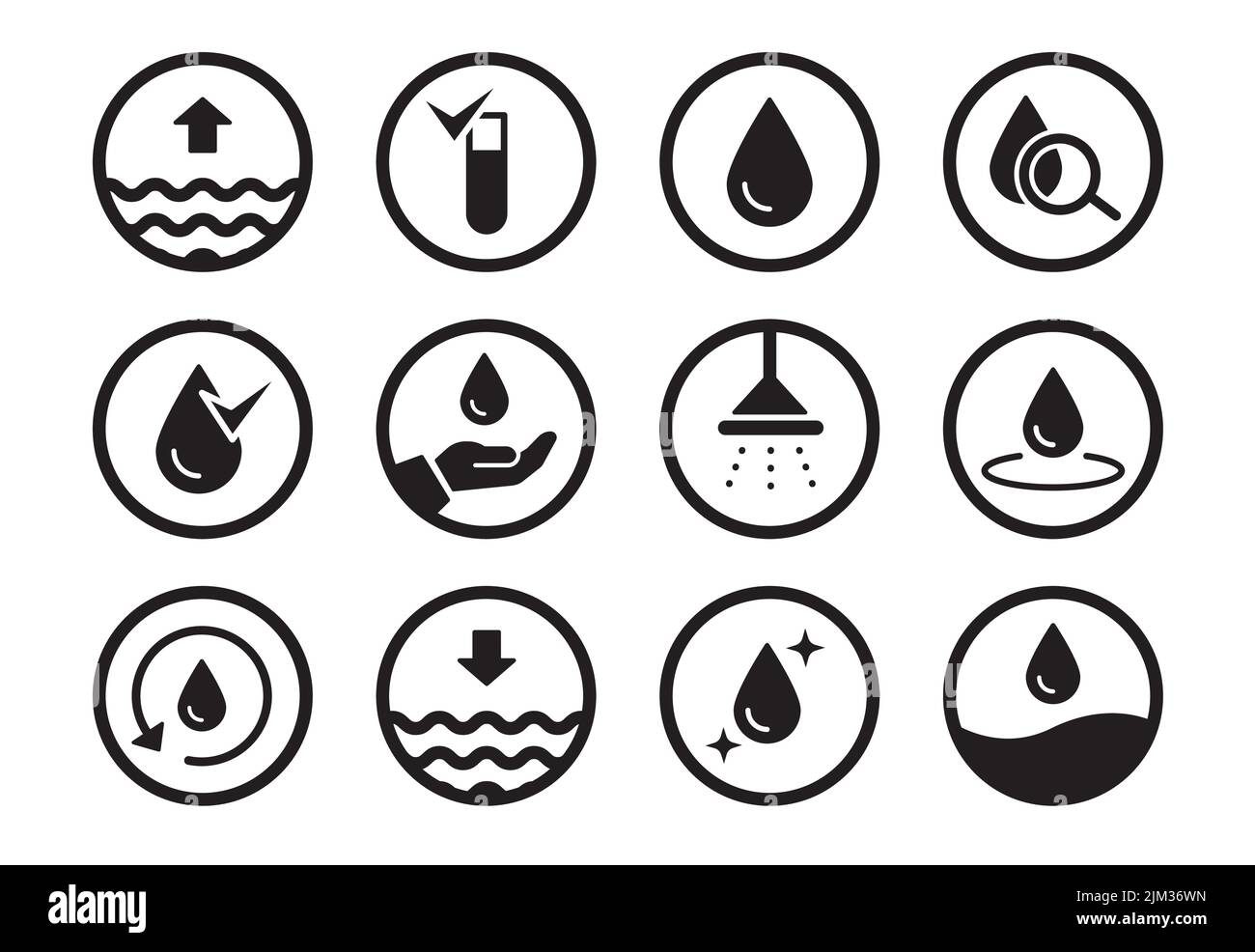 Water drop pictogram icon set. Eco, recycle water, sea care icon. Solid ...