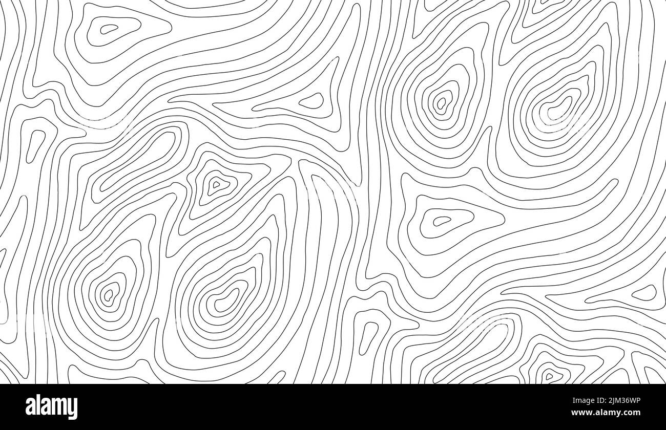 Seamless vector topographic map background white on dark. Line ...