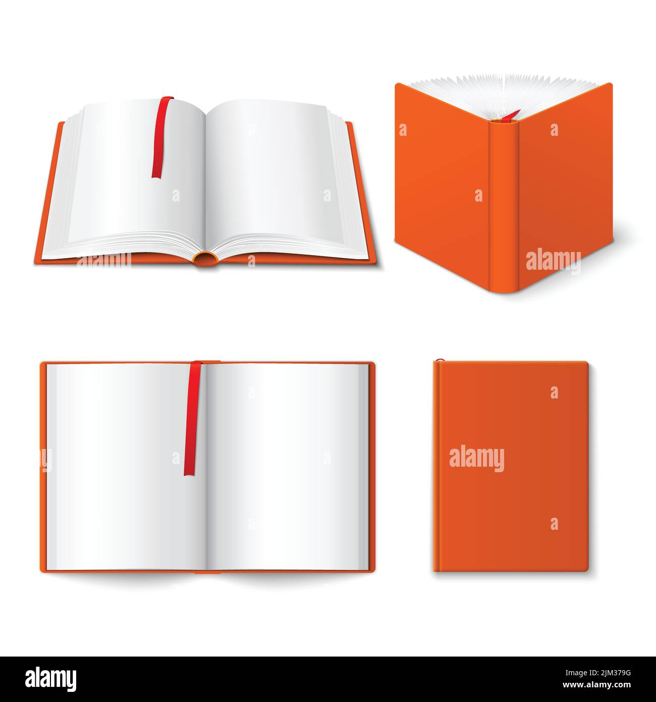 Decorative open closed and half opened hard cover book four 3d ...