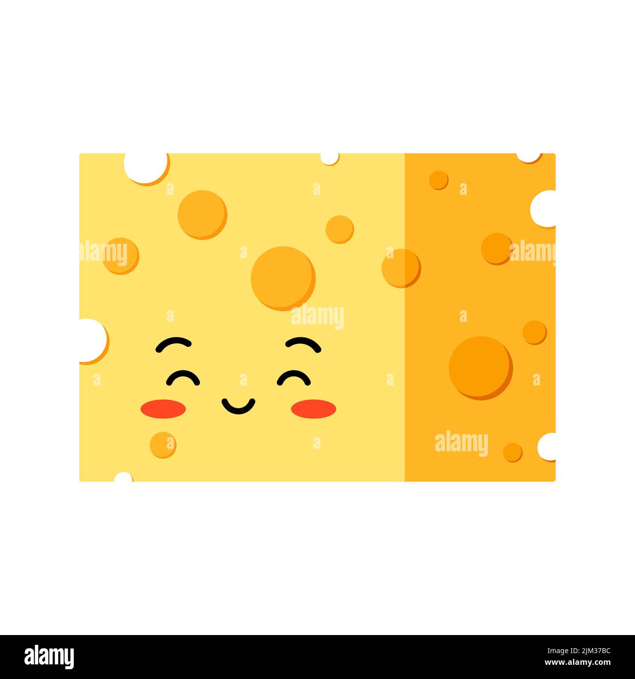 Cheese cube cute cheerful character with hole vector set isolated on ...