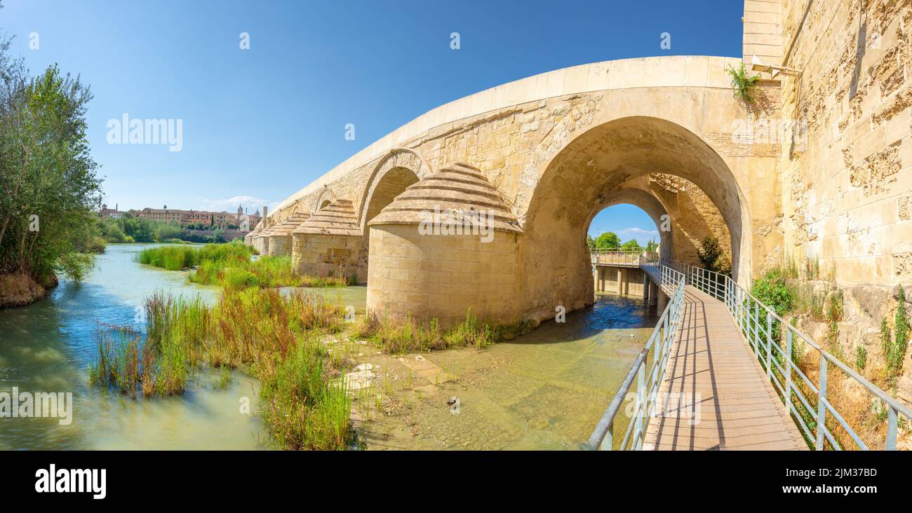 Cordoba, Spain. Roman Bridge on Guadalquivir river and The Great Mosque ...