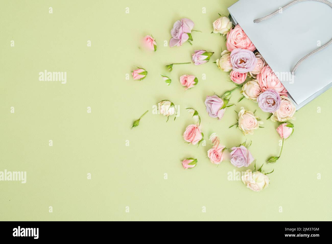 colorful roses mix pouring paper bag floral decor Stock Photo - Alamy