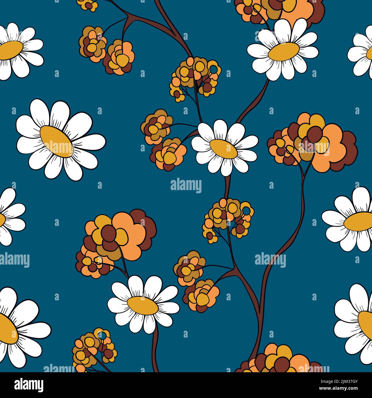 Seamless floral pattern based on traditional folk art ornaments ...