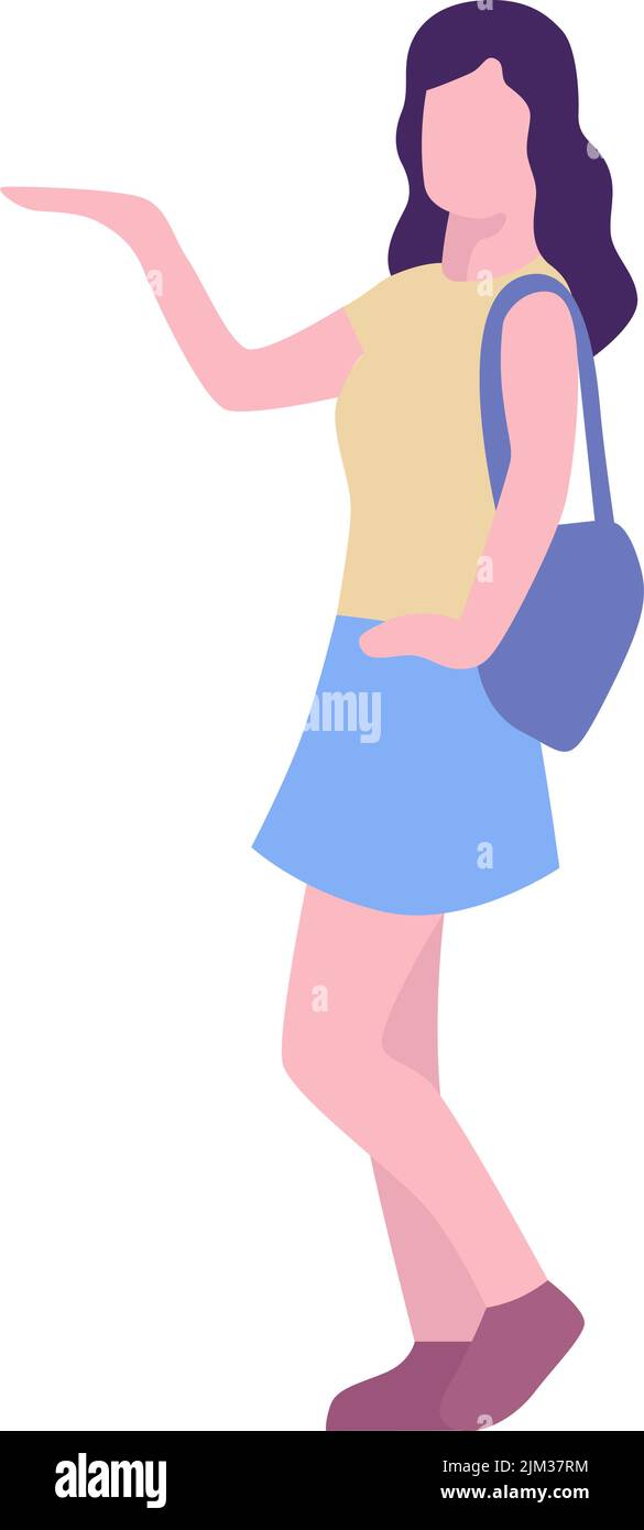 Female student pointing side with hand vector icon Stock Vector Image ...