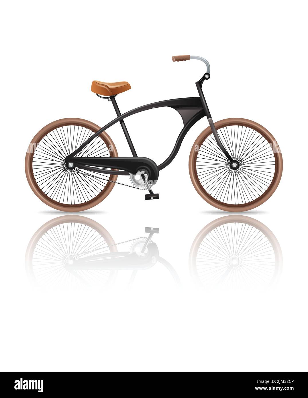 Realistic bicycle retro travel bike isolated on white background vector ...