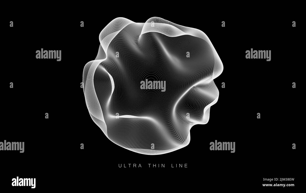 Distorted line spheres. Vector thin line glitch geometry Stock Vector ...