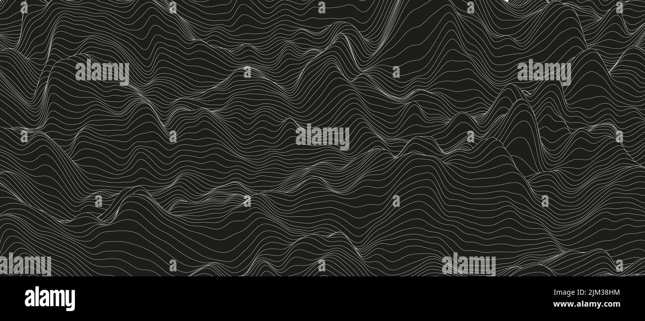 Abstract background with distorted line shapes on a black background ...