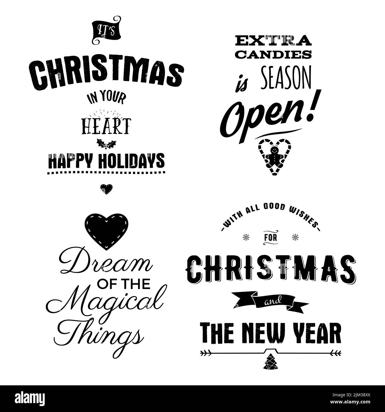 Christmas Calligraphy Quotes Designs. Xmas Typography Labels. Happy ...