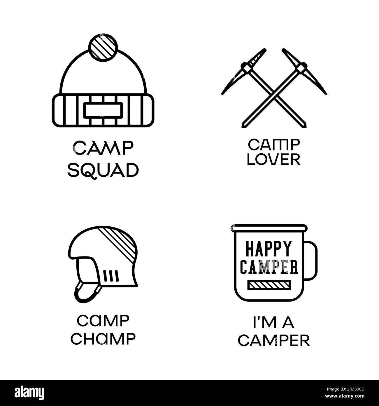 Camping Logo Icon Design in minimalist Line Art Style with Quote - Im a ...