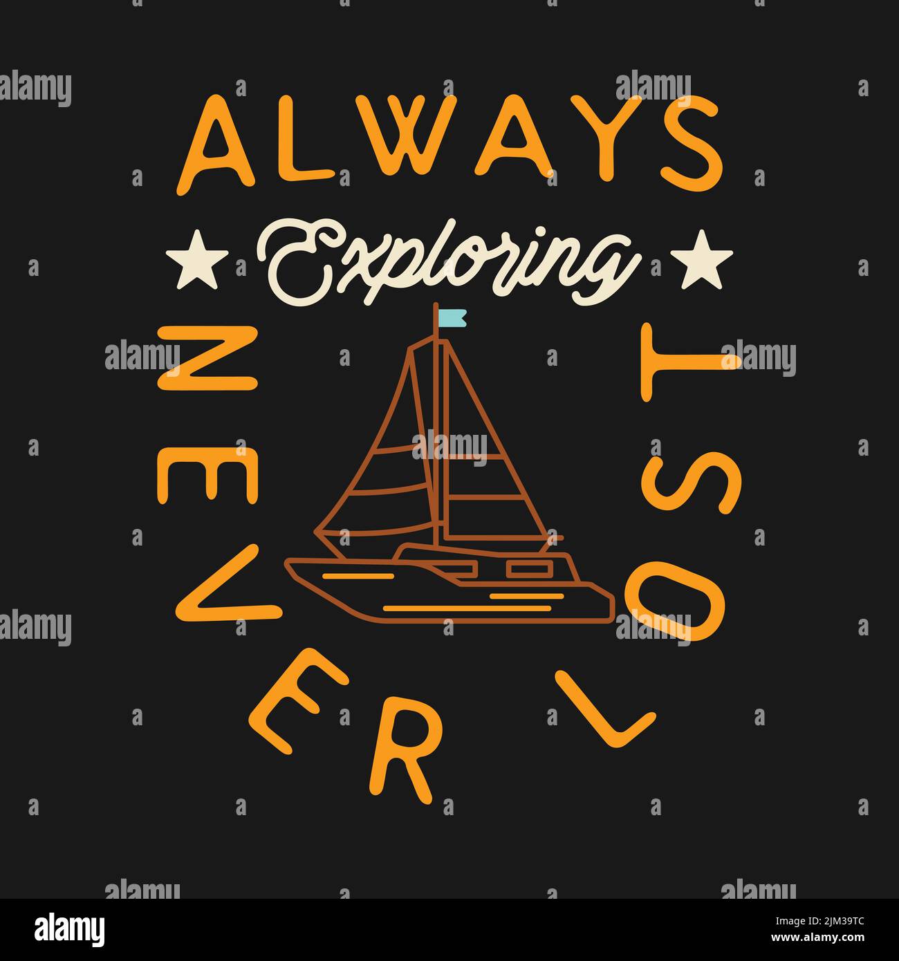 Camping T Shirt Design in minimalist Line Art Style with Quote - always ...