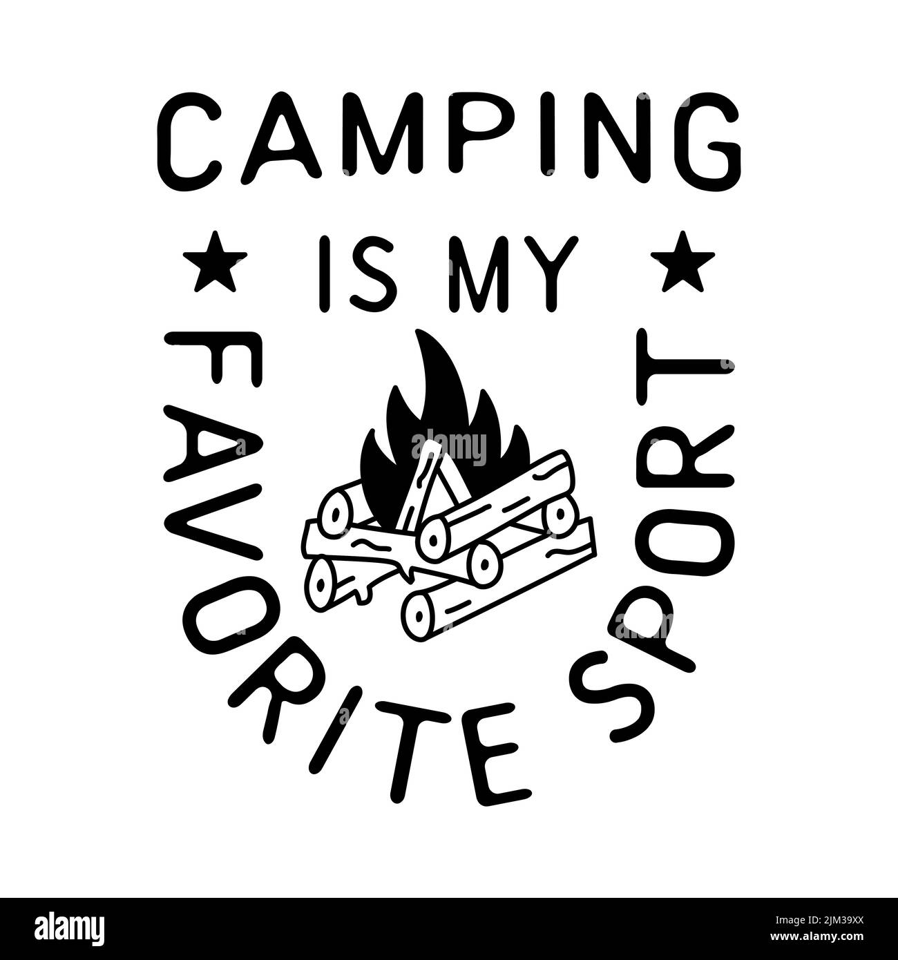 Camping T Shirt Design in minimalist Line Art Style with Quote - Camping is my Favorite Sport ...