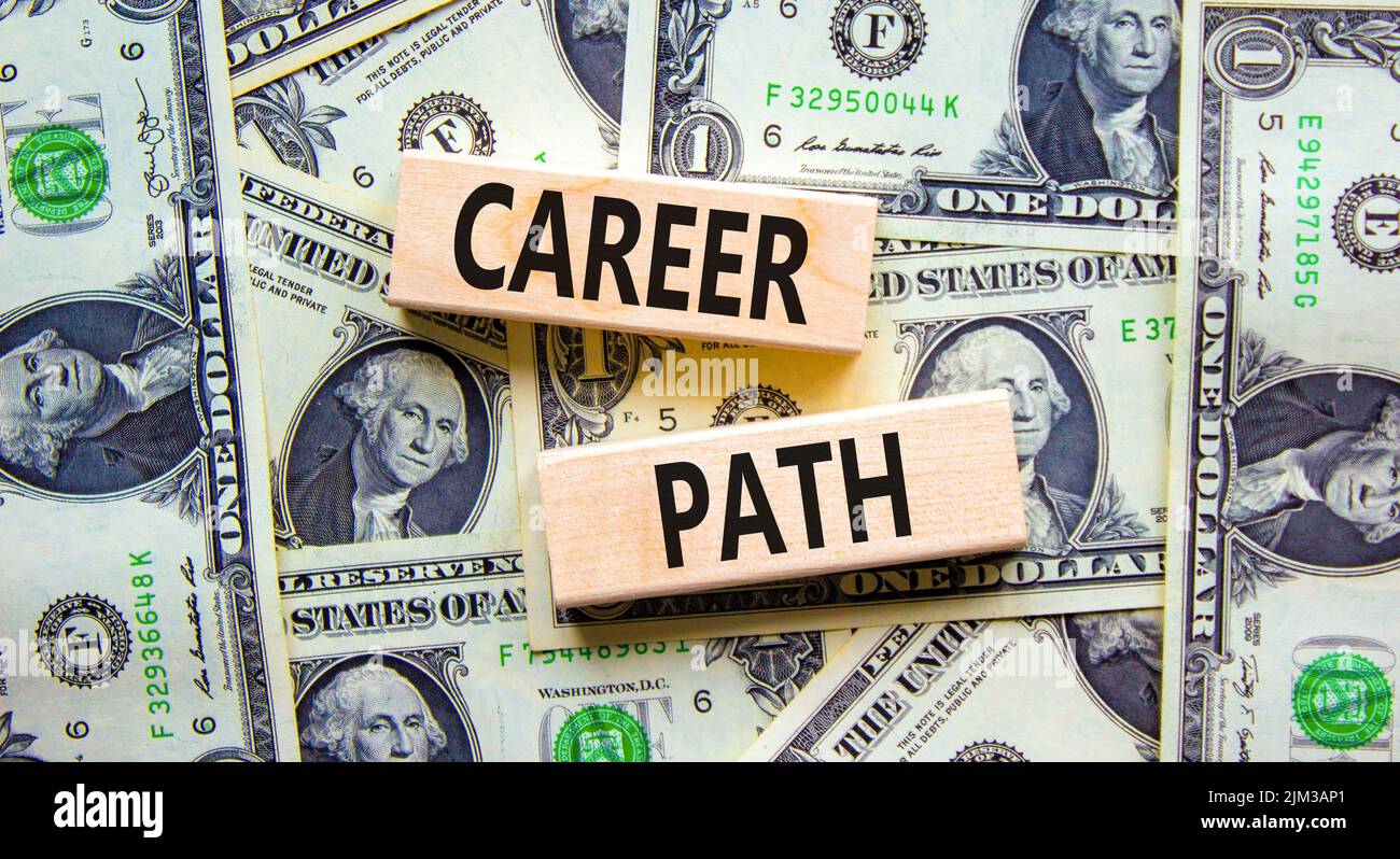 Career path symbol. Concept words Career path on wooden blocks on a ...
