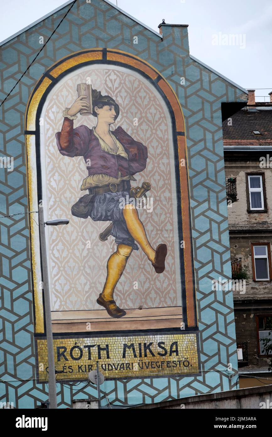 Miksa Róth mural near his house museum hosting his art work,Budapest ...