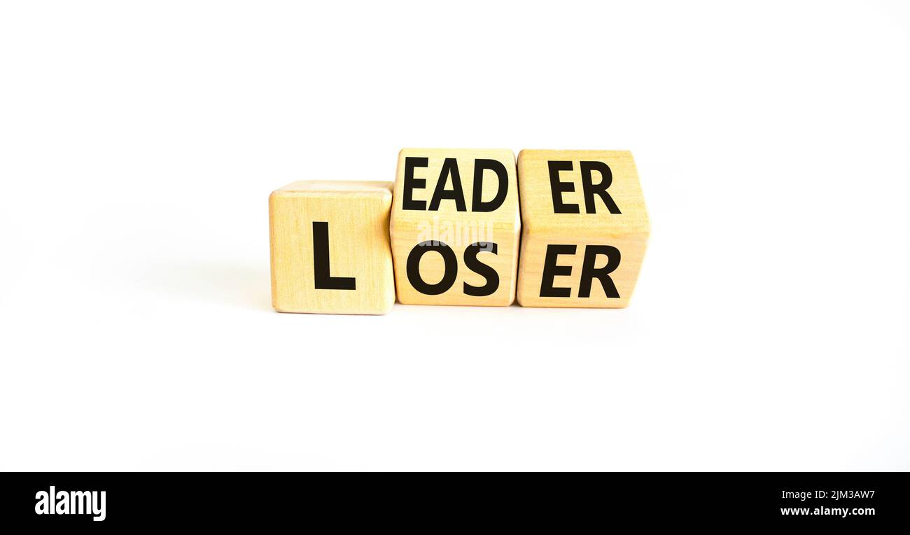 Loser or leader symbol. Concept words Loser or leader on wooden cubes ...