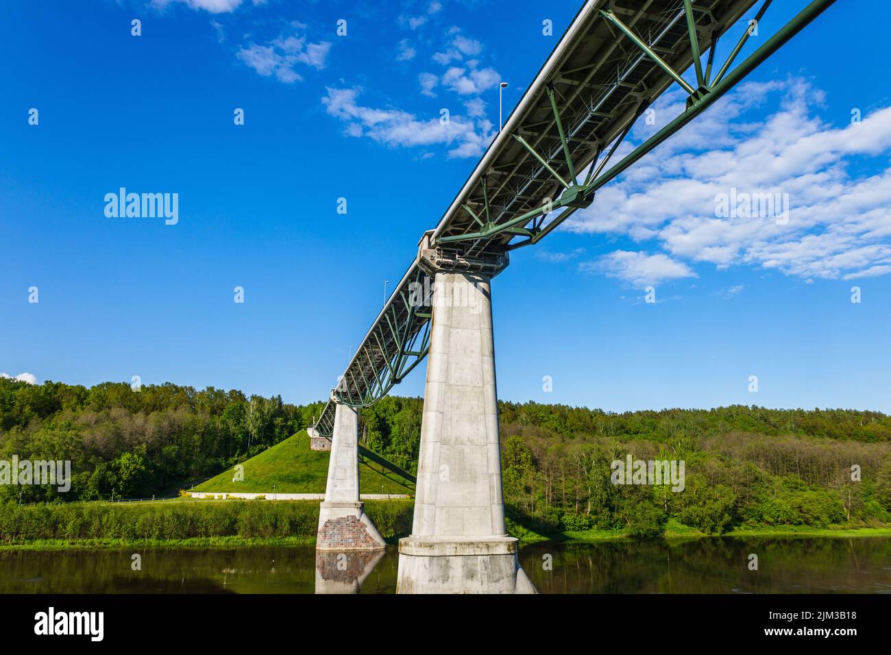 White Rose pedestrian bridge over the river of Nemunas. Alytus ...