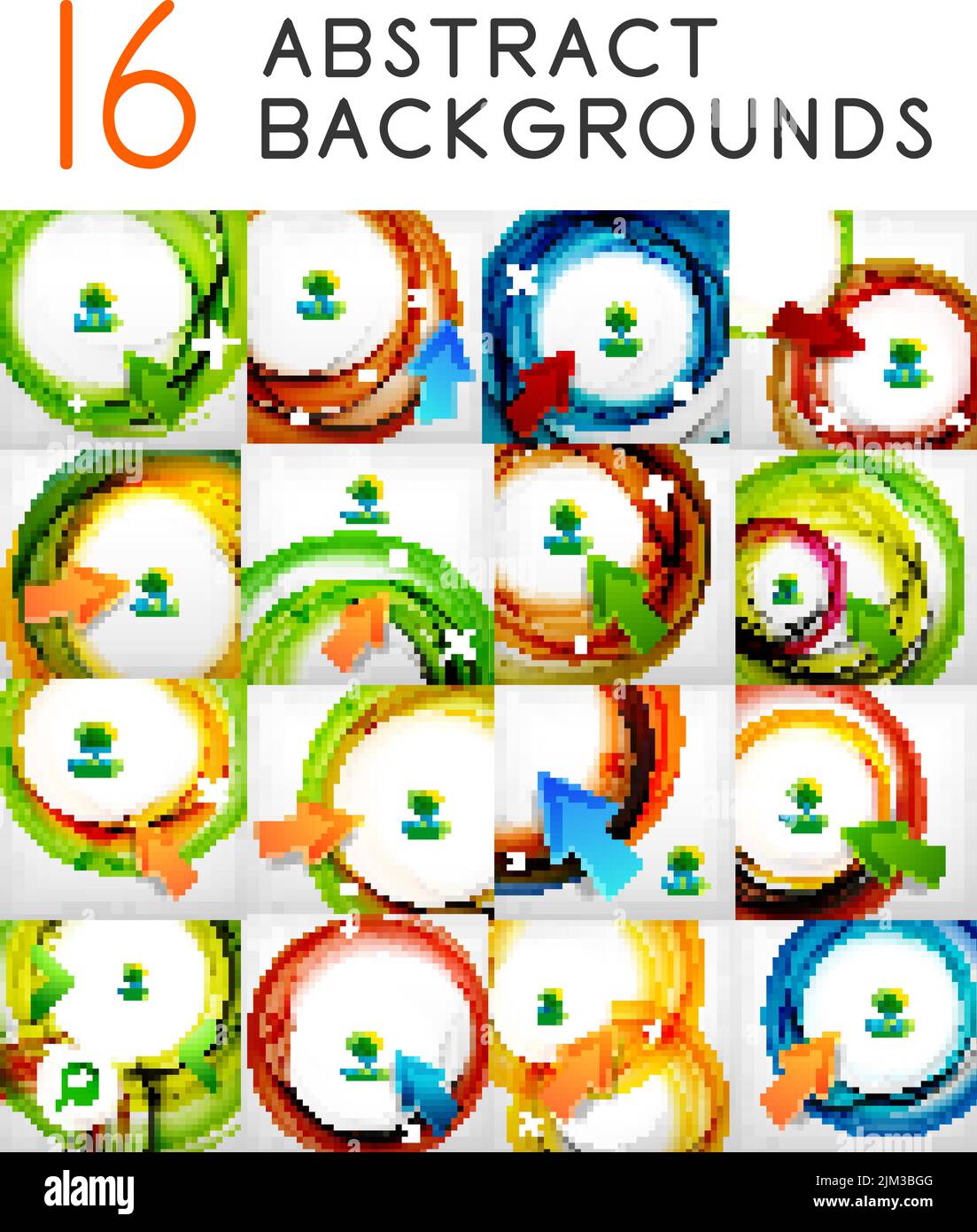 Mega set of vector swirl abstract backgrounds. 16 design templates ...