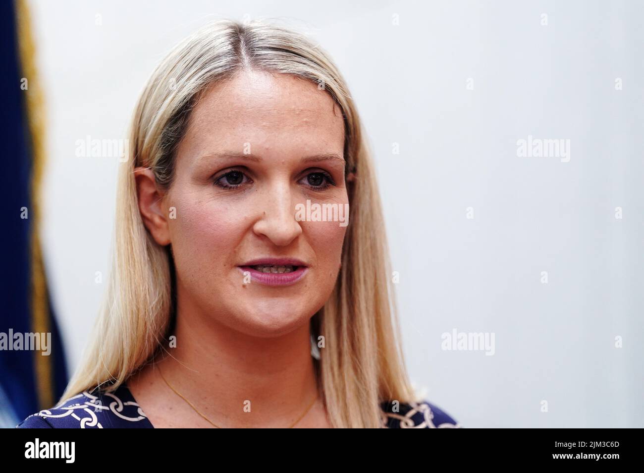 Minister for Justice Helen McEntee speaking to the media following a ...