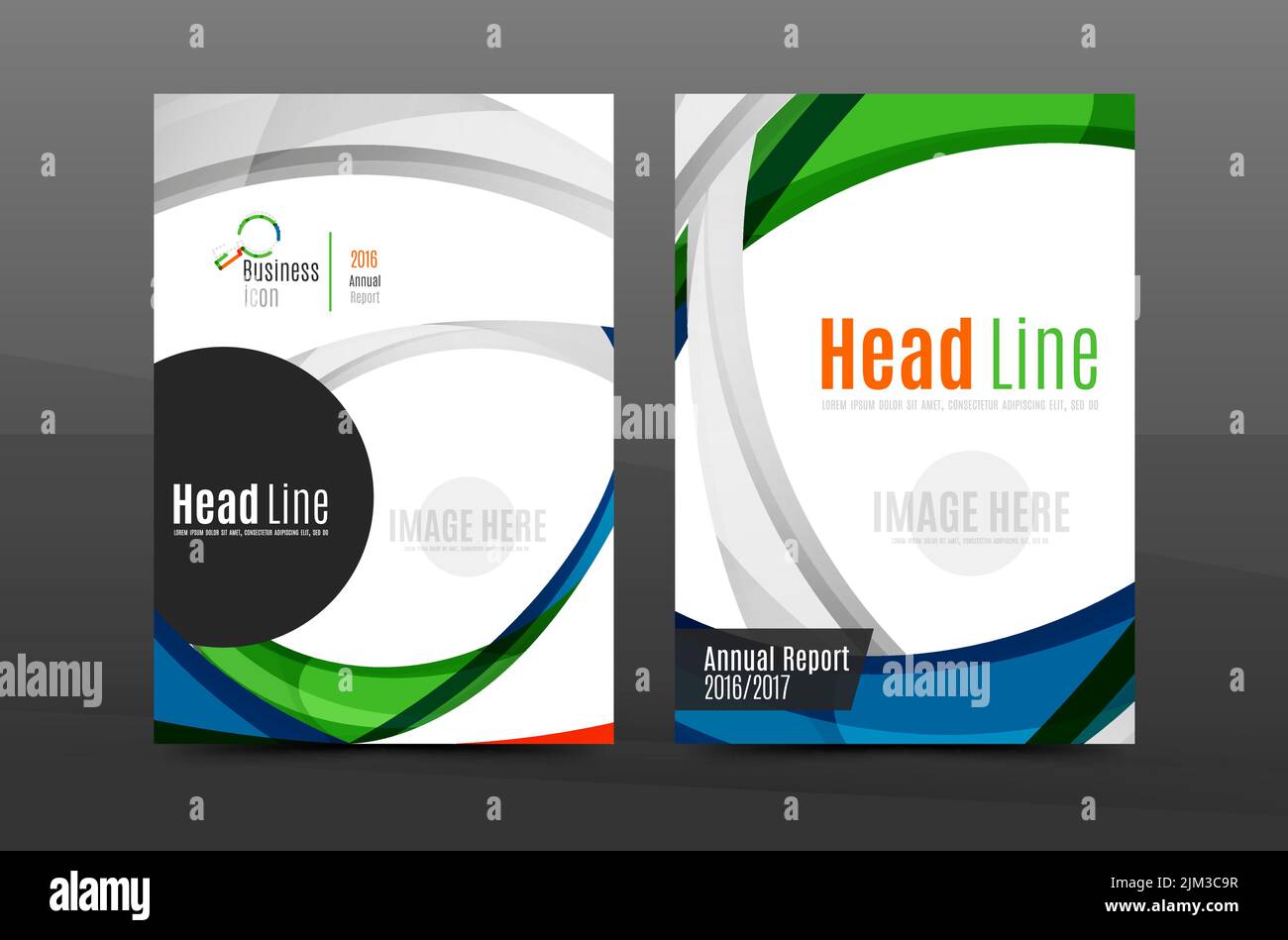 Color waves abstract background geometric A4 business print template ...