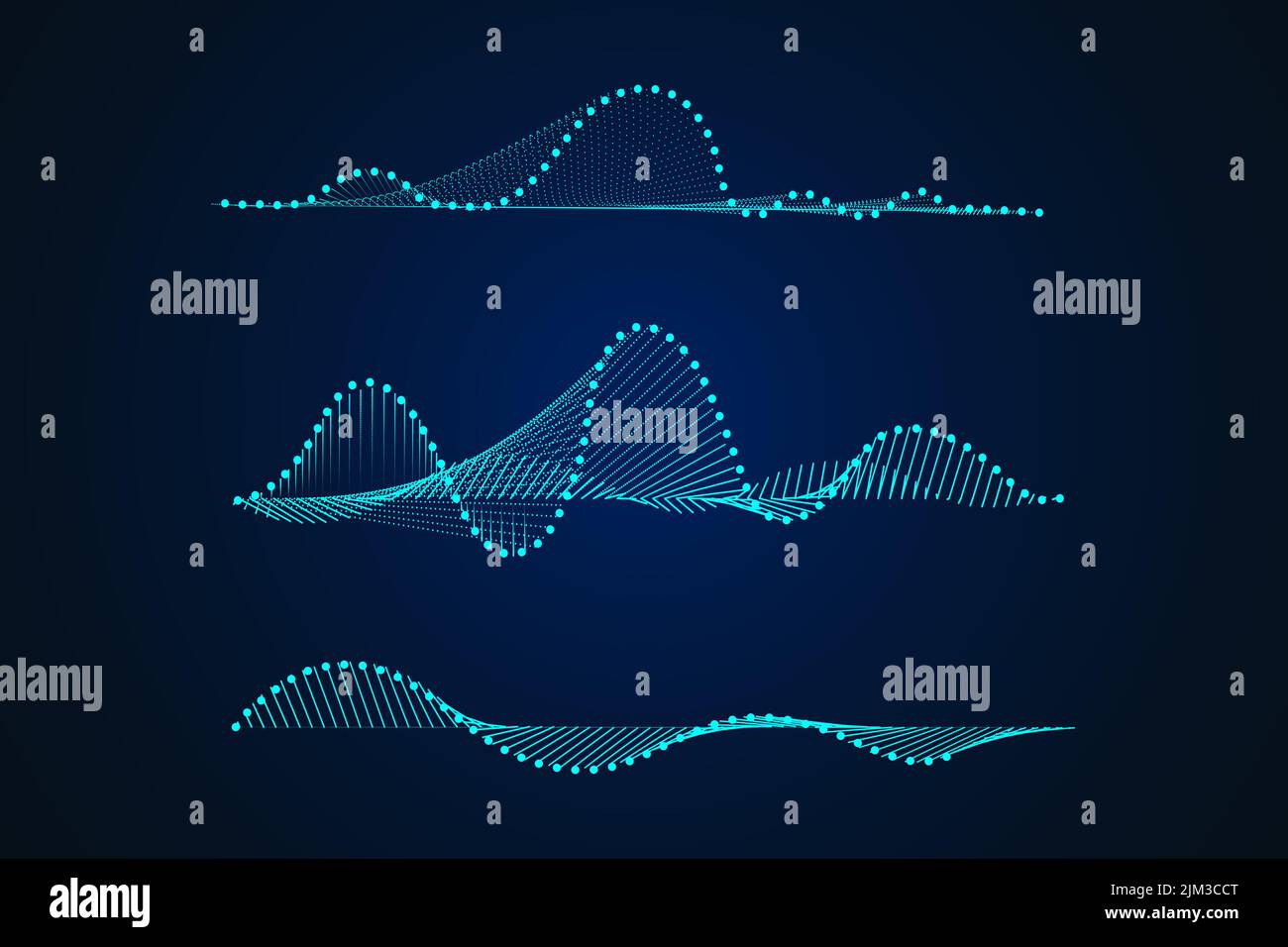 Abstract blue digital equalizer indicators. Sound wave illustration on ...