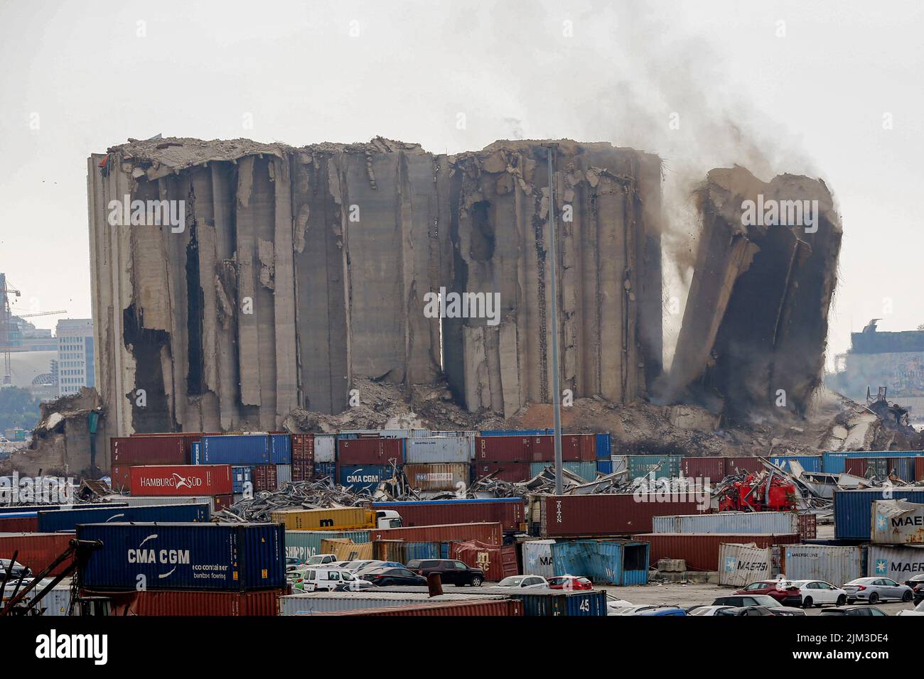 Beirut, Lebanon. 04th Aug, 2022. A huge part of Beirut port silos ...