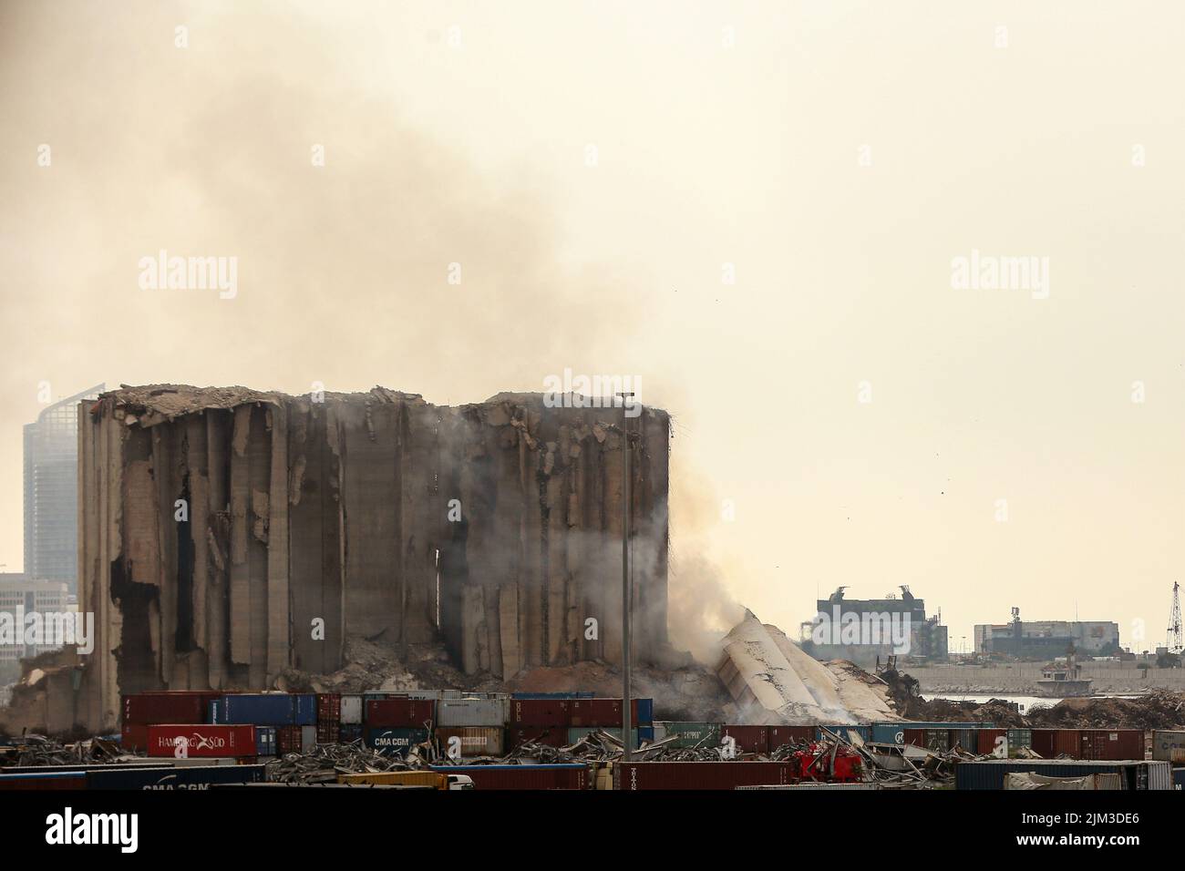 Beirut, Lebanon. 04th Aug, 2022. A huge part of Beirut port silos ...