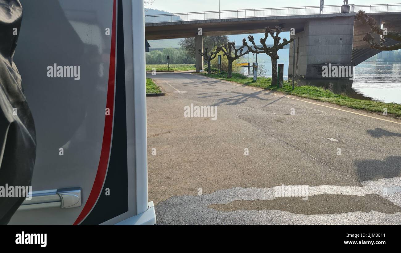 Schweich an der Mosel, a village in Germany, in the background the ...