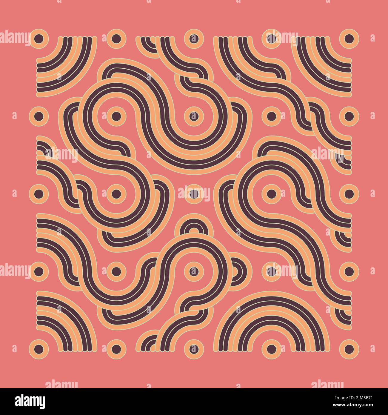 Random Color Rounded Truchet Tiling Illustration Stock Vector Image