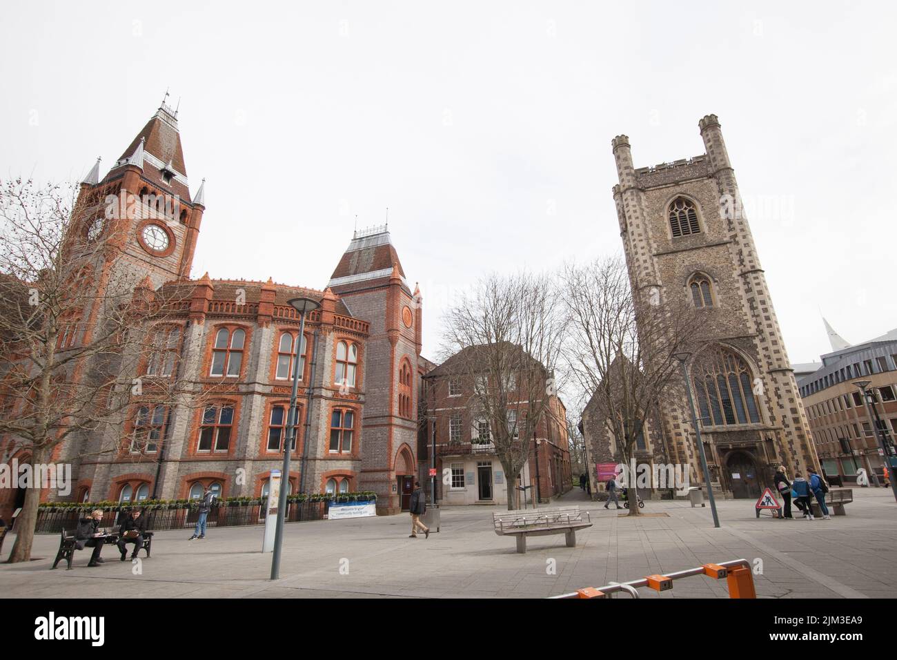 Views of the Town Hall and Blagrave Street in Reading, Berkshire in the ...