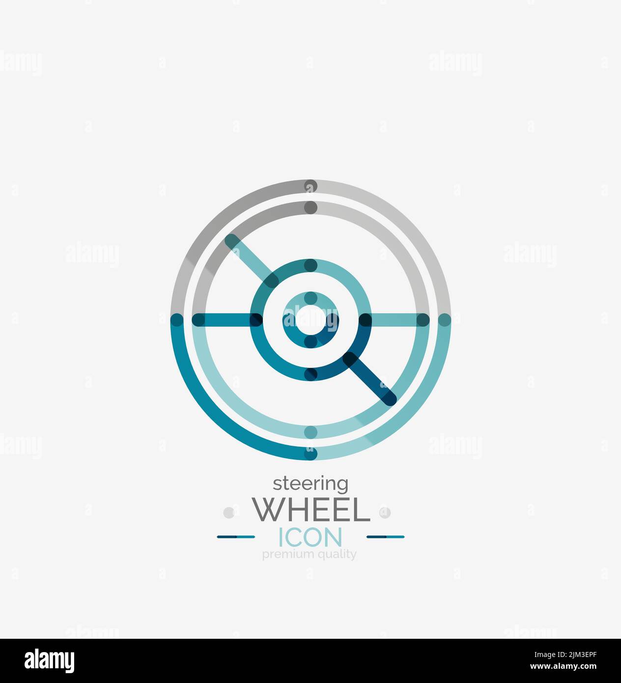 Car steering wheel icon, minimal line design, stamp Stock Vector Image ...