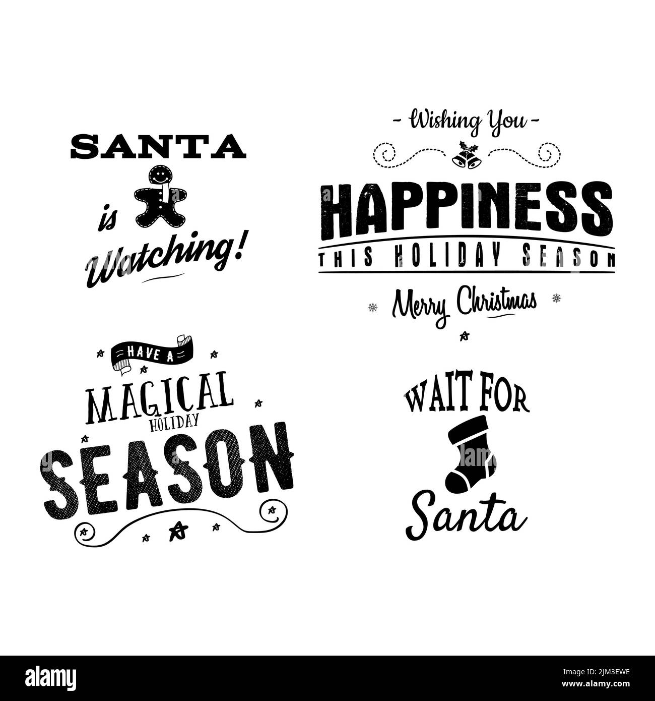 Christmas Calligraphy Quotes Designs. Xmas Typography Labels. Happy ...