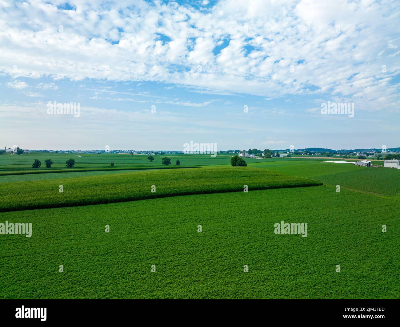 An aerial view of the rural farmland in southern Lancaster County ...