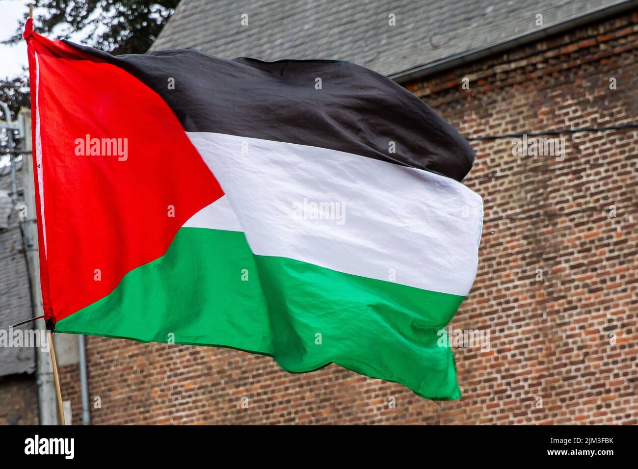 Floreffe, Belgium, July 31, 2022. Palestinian flag during a music ...