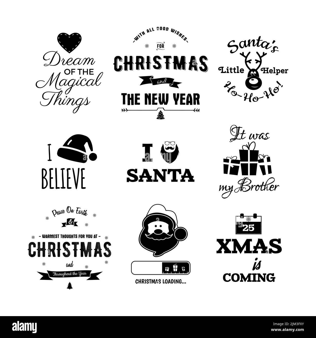 Christmas Calligraphy Quotes Designs. Xmas Typography Labels. Happy ...
