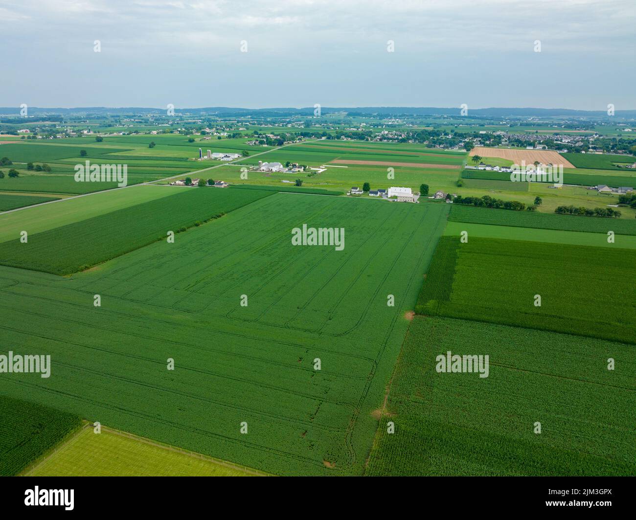An aerial view of the rural farmland in southern Lancaster County ...
