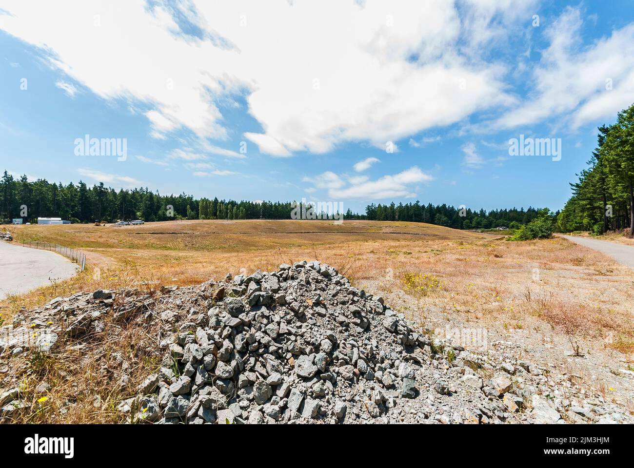 Slag or rocks for drainage in a park made out of a closed landfill for ...