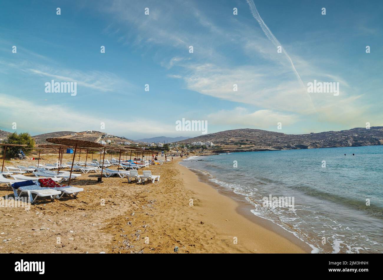 Ios, Greece. September 21, 2010: The beautiful beach of Koumbara in Ios ...