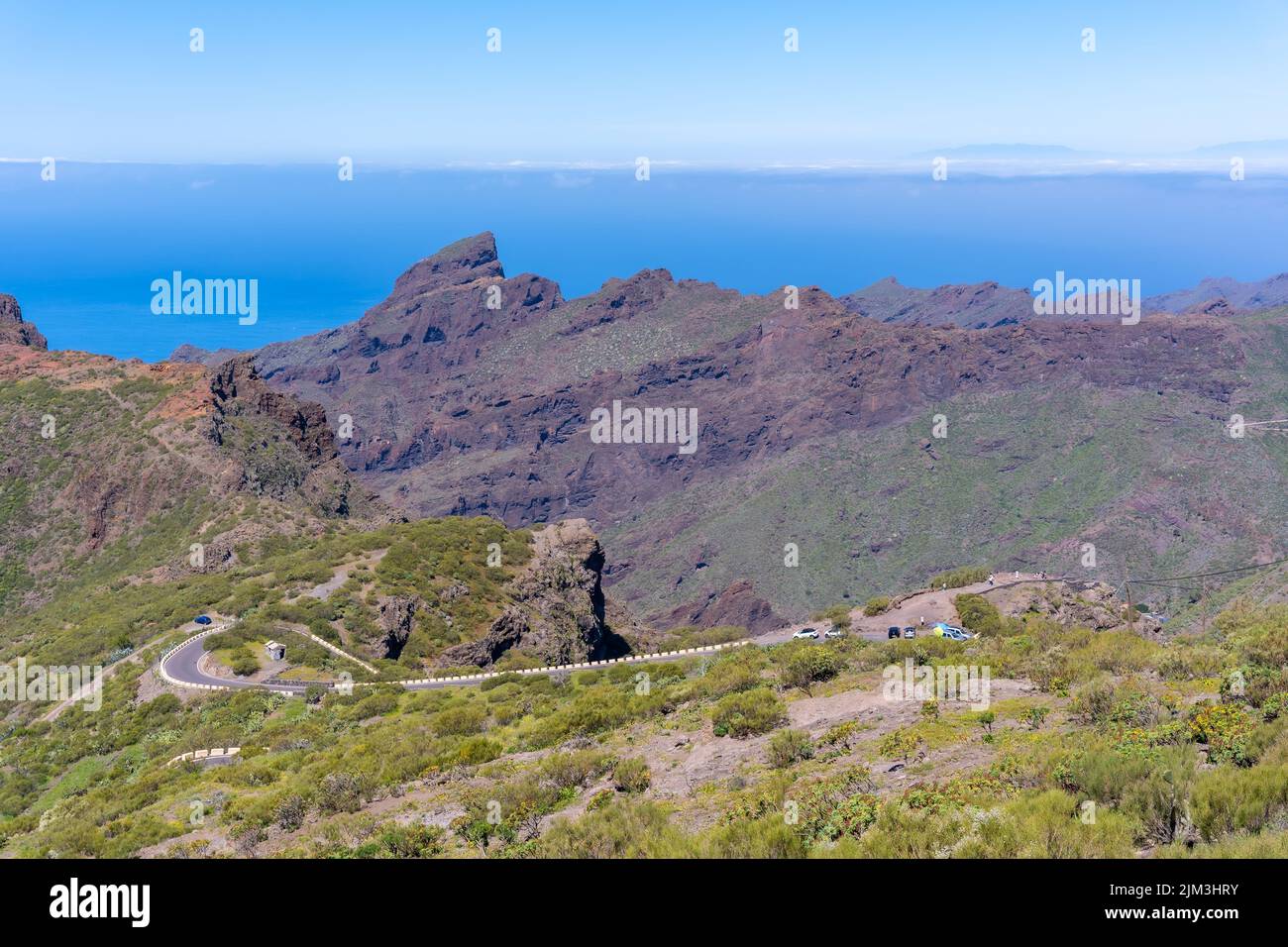 A bird's eye view of a complicated road in the mountain municipality of ...