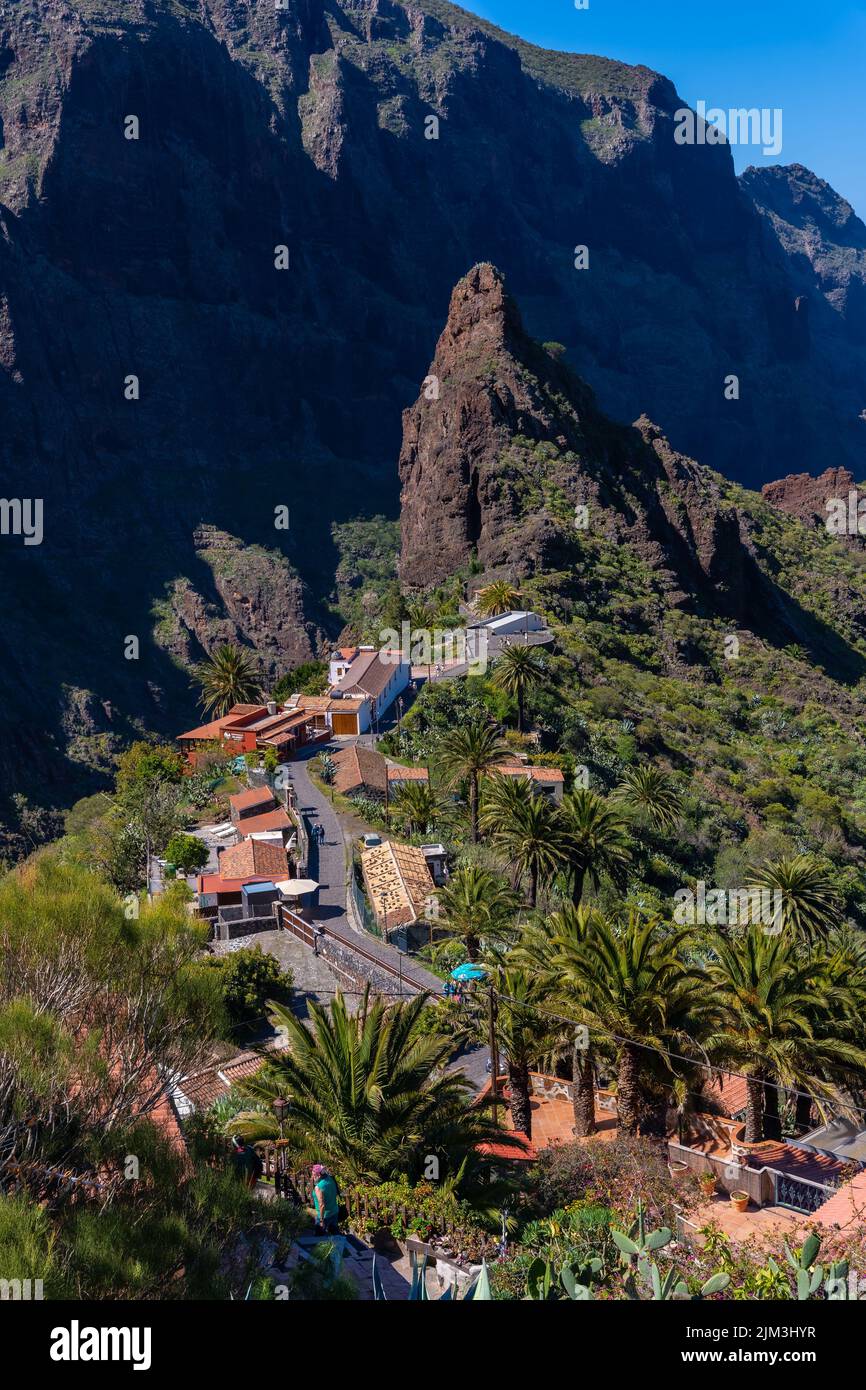 An aerial view of the village houses in the mountain municipality of ...