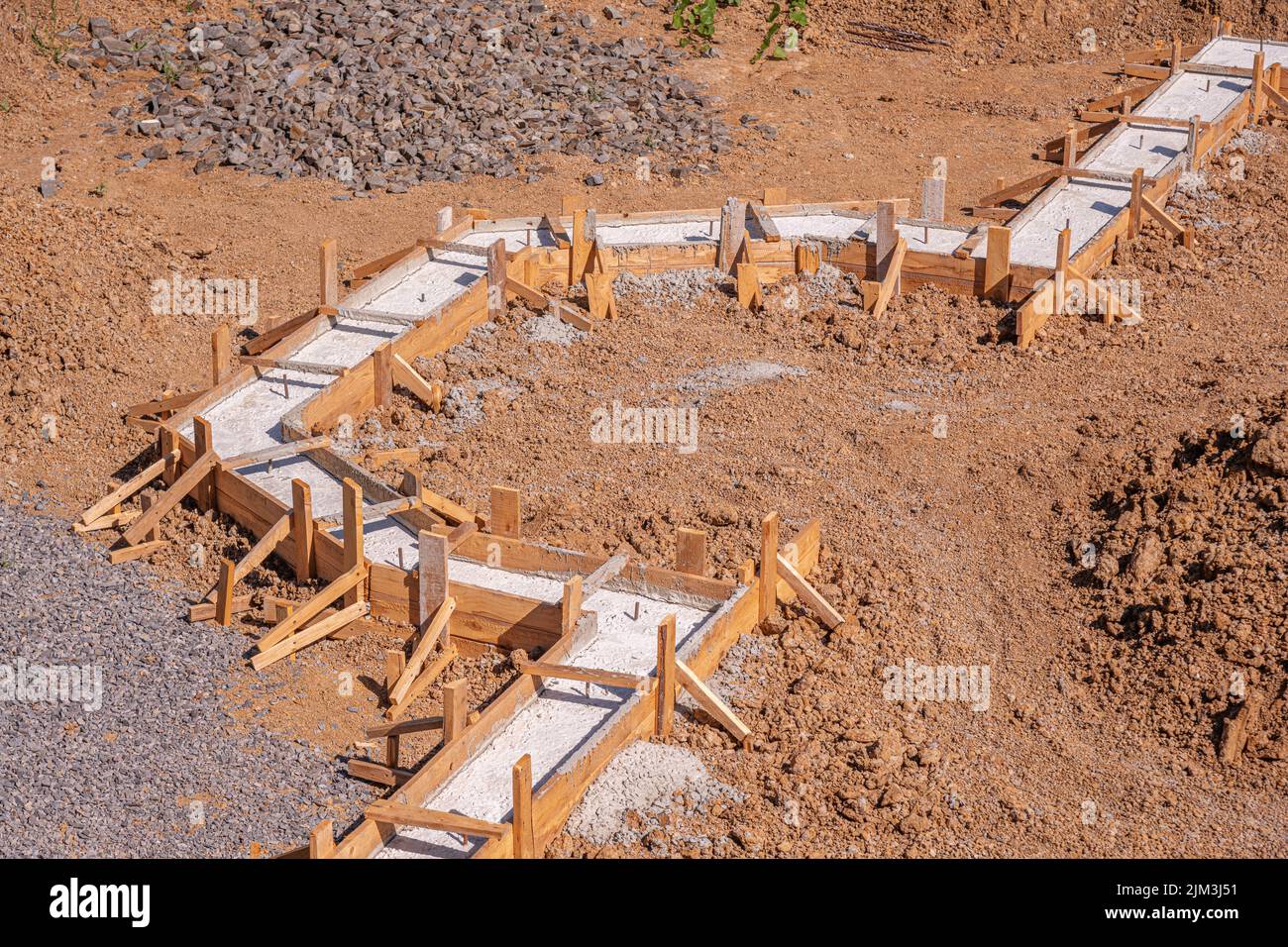 Wooden formwork for pouring concrete foundation of the house Stock ...