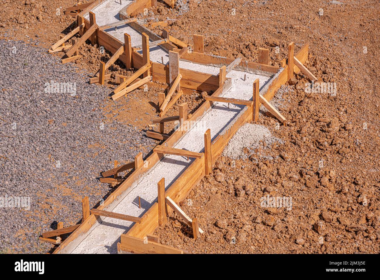 Wooden formwork for pouring concrete foundation of the house Stock ...