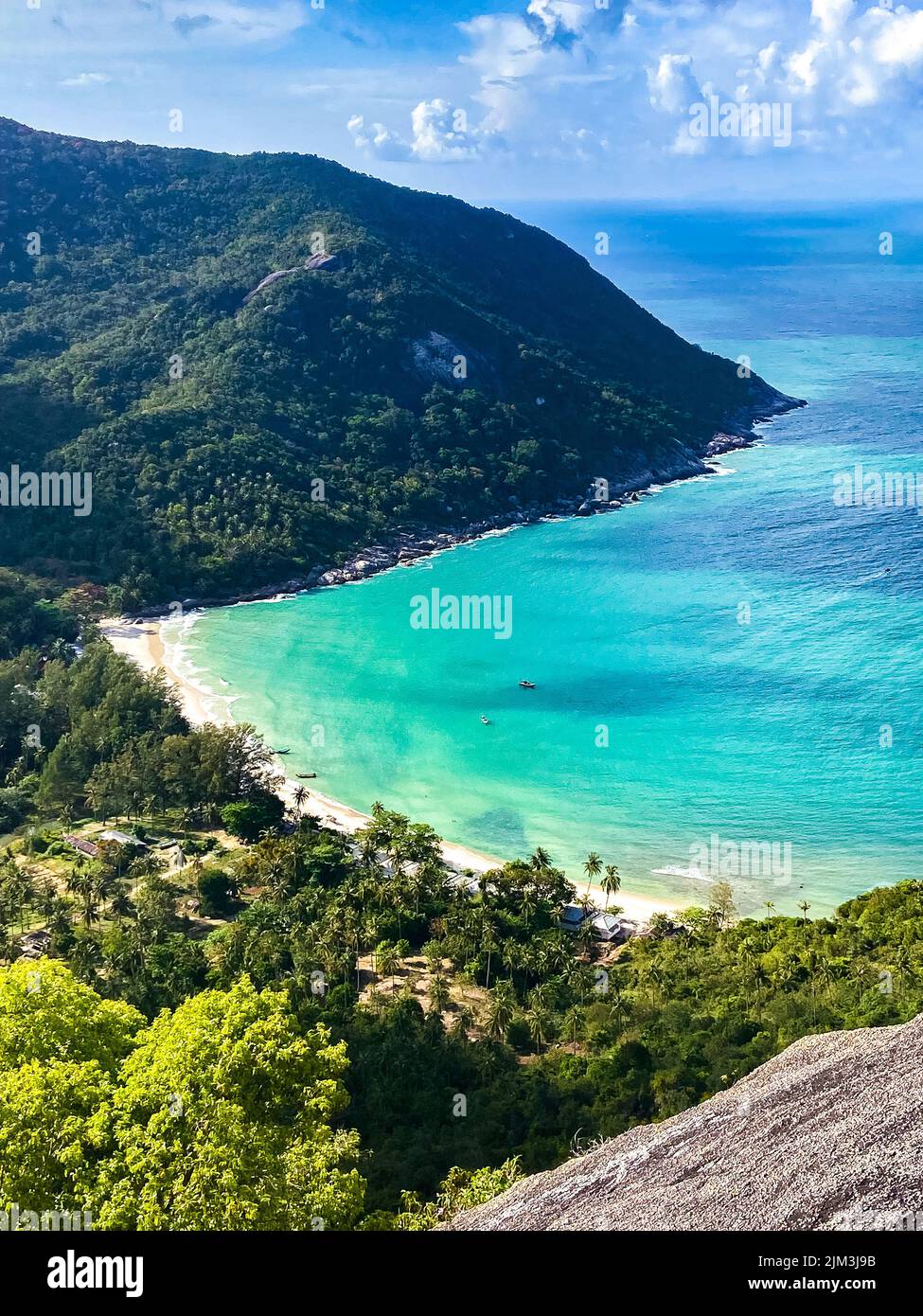 Aerial view of Bottle beach and viewpoint, in Koh Phangan, Thailand ...