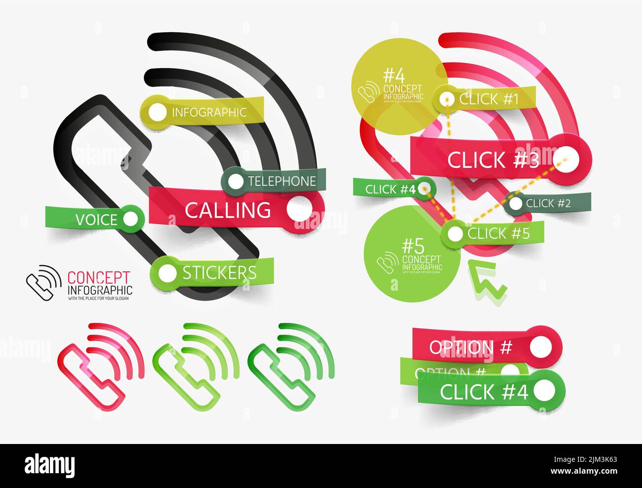 Telephone calling infographics and tag cloud or editable text options ...