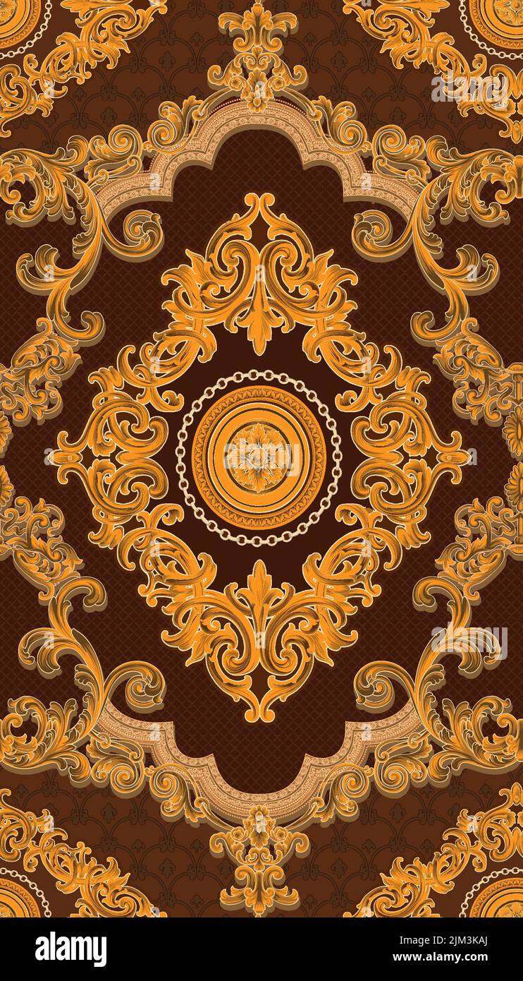 A Seamless vintage pattern ornament design on a brown background Stock ...