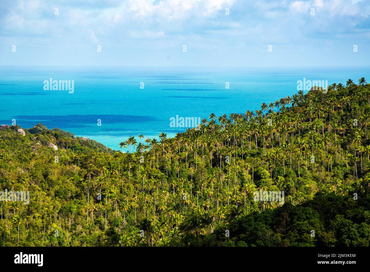 Aerial view of Bottle beach and viewpoint, in Koh Phangan, Thailand ...