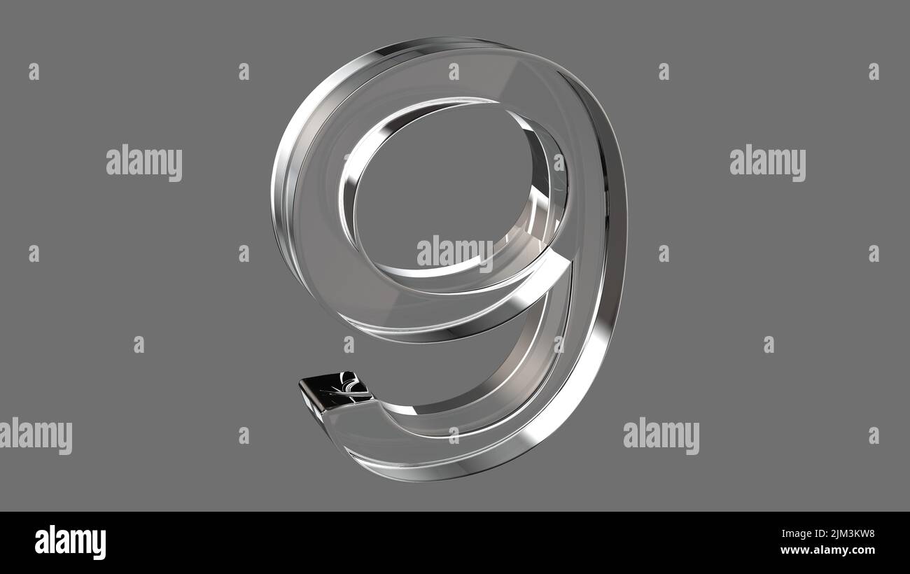 number gold silver 3d glass crystal anniversary render illustration ...