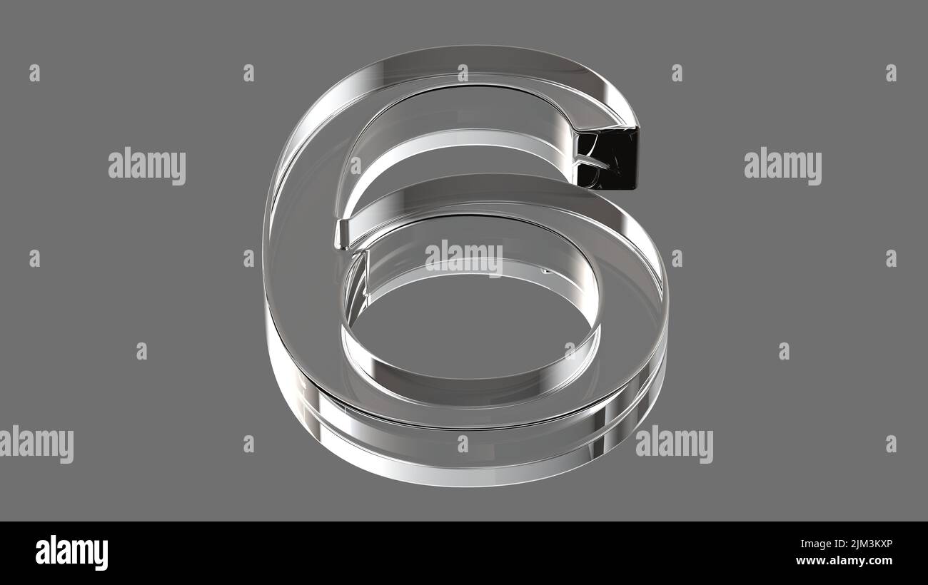 6 number six gold silver 3d glass crystal anniversary render ...