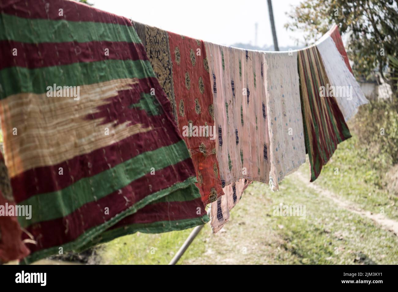 Blankets clothes drying in hi-res stock photography and images - Alamy