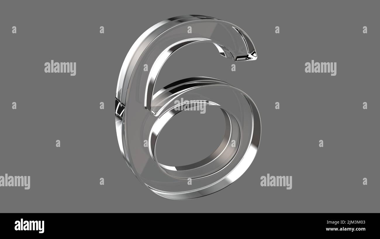 6 number six gold silver 3d glass crystal anniversary render ...